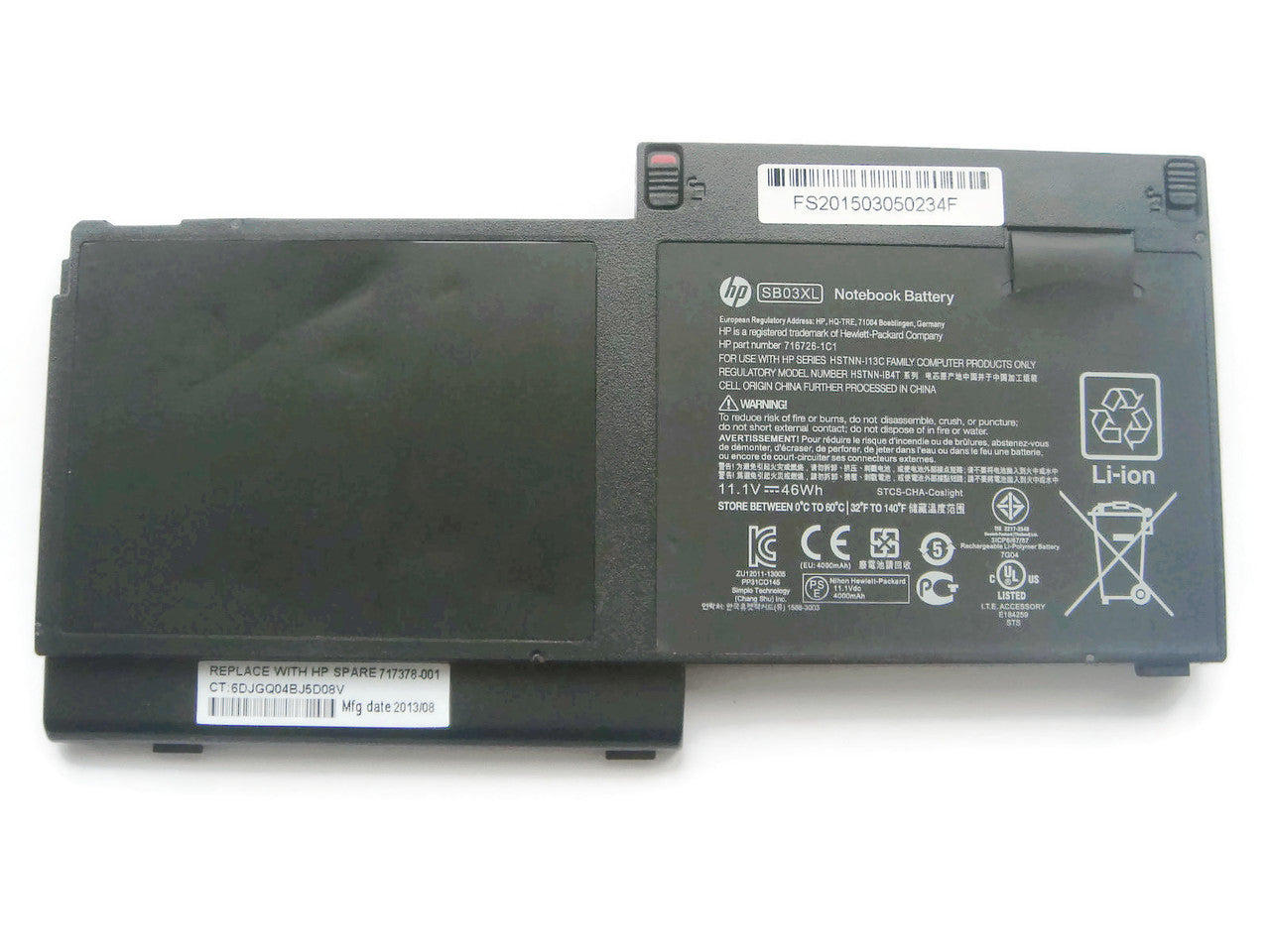 HP Elitebook 820 Elitebook 820 G1 F6B38PA Battery 717378-001 716726-1G ...