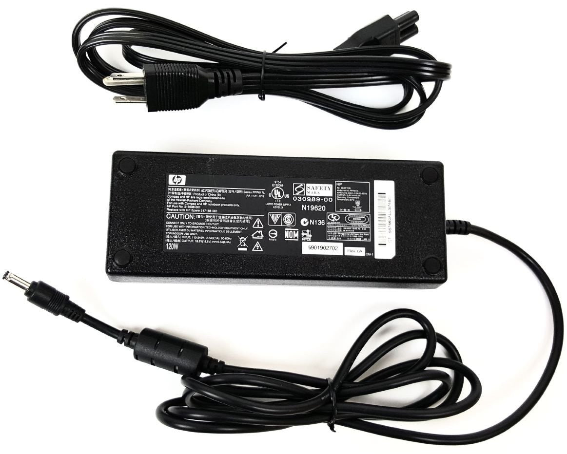 New Genuine HP Pavilion Campaq 120 Watt AC Adapter 18.5V 6.5A 317188-0 ...