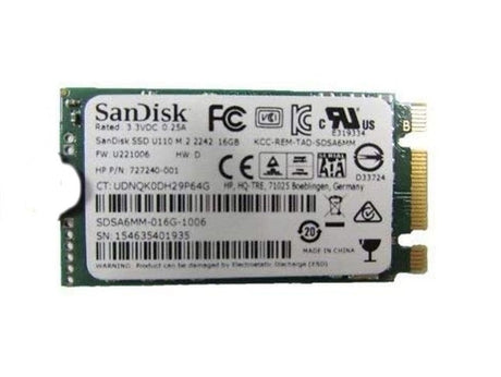 Genuine HP SanDisk U110 M.2 2242 16GB SSD Drive 727240-001 ...