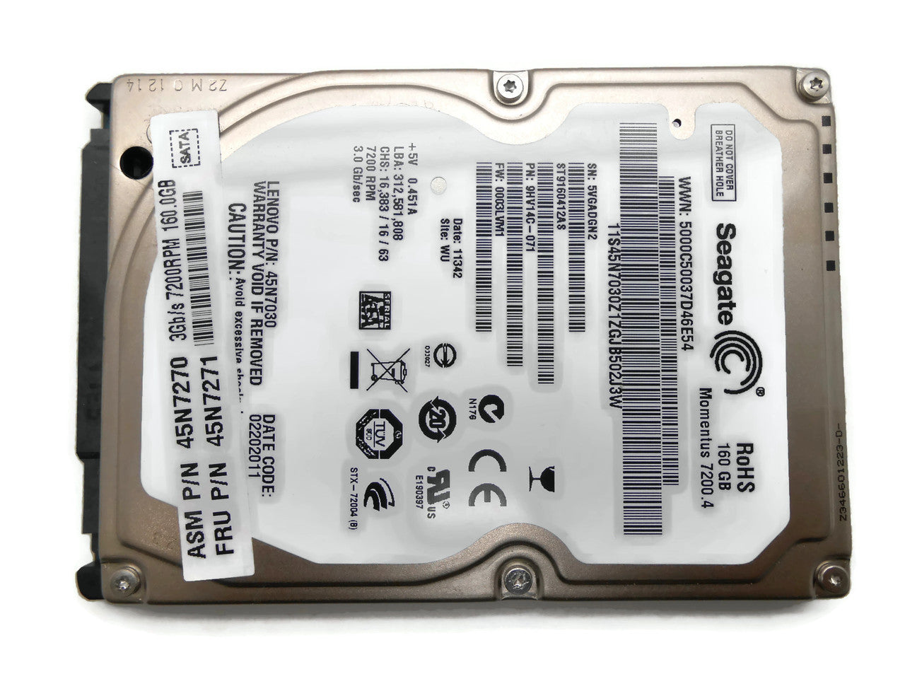 Seagate Momentus 160GB 7200RPM Sata Hard Drive ST9160412AS ...