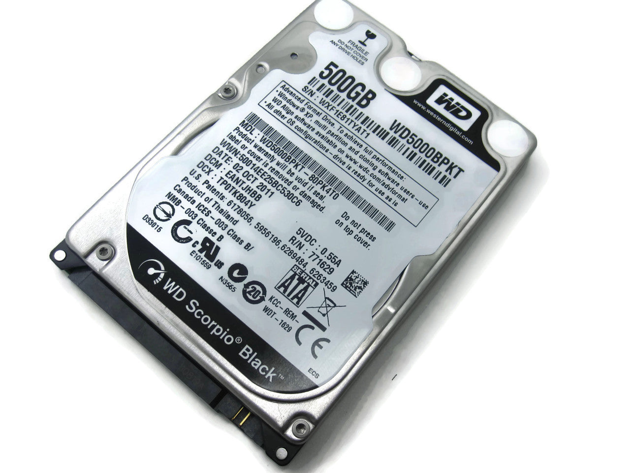 Western Digital WD 500GB 7200Rpm Hard Drive SATA-300 WD5000BPKT ...